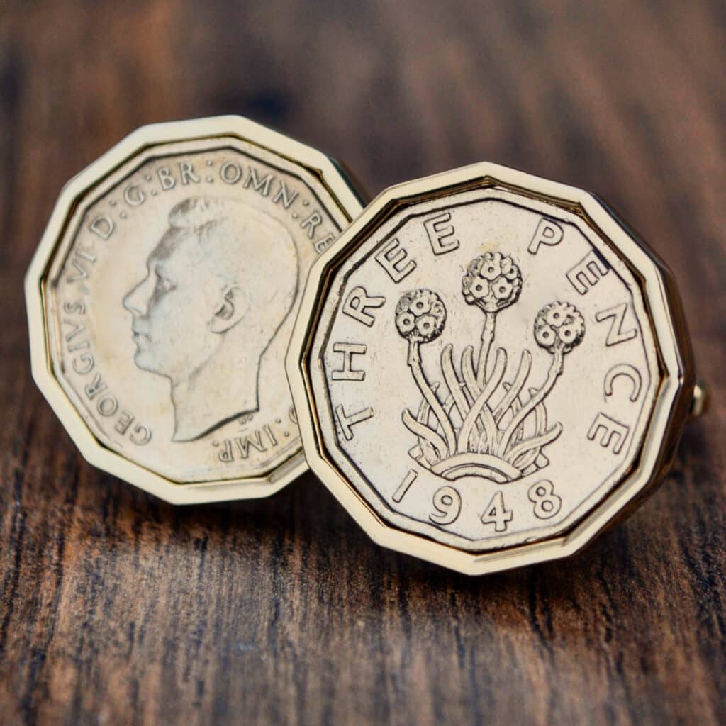1948 Sixpence Coin Tie Pin, 78th Birthday Gift- Gold Plated