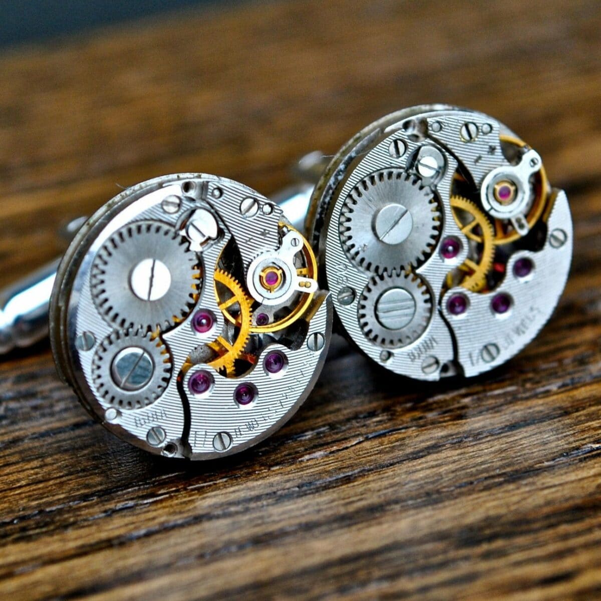 Watch Movement Cufflinks With Rubies