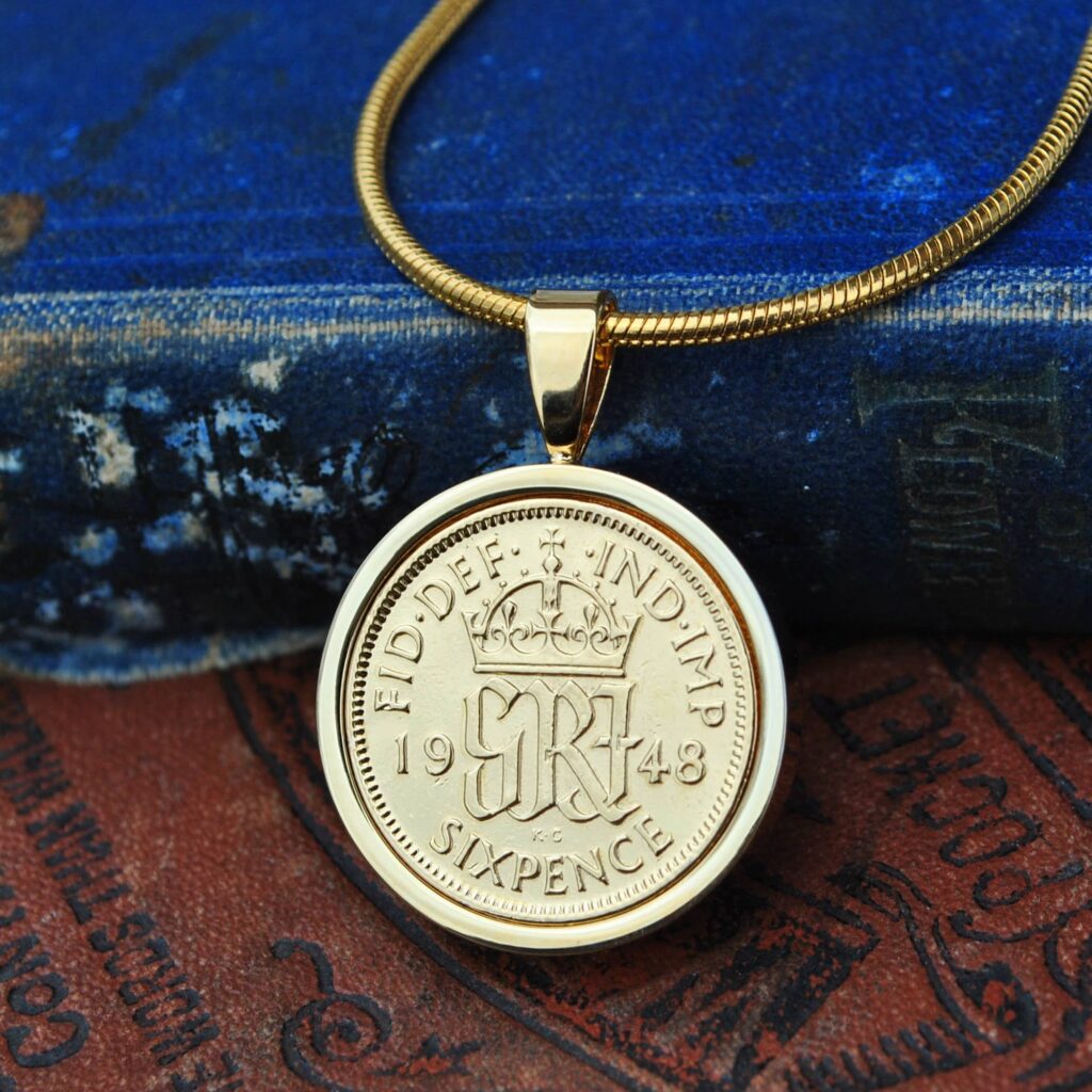 1948 Sixpence Coin Tie Pin, 78th Birthday Gift- Gold Plated