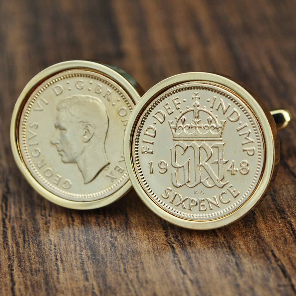 1948 Sixpence Coin Tie Pin, 77th Birthday Gift- Gold Plated