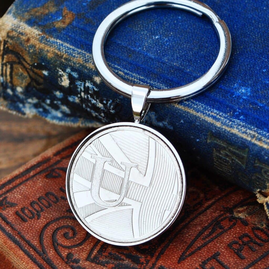 U Letter A to Z 10p Coin Keyring - Heads and Tails Jewellery