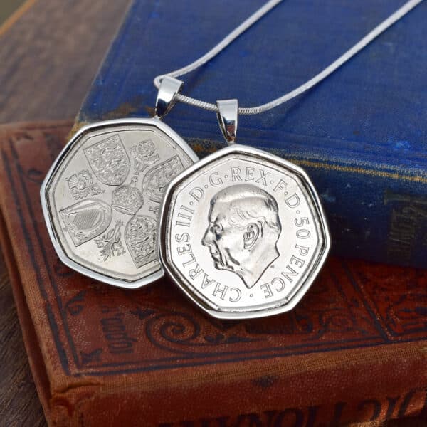King Charles III 50p - First Coin with Kings Portrait - Necklace