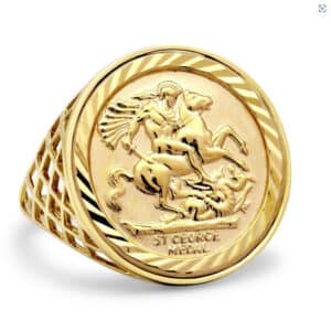 9ct Solid Gold Sovereign Ring- Half Sovereign - Mens and Womens