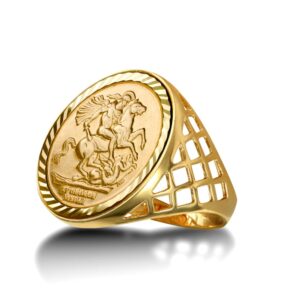 9ct Solid Gold Sovereign Ring- Half Sovereign - Mens and Womens