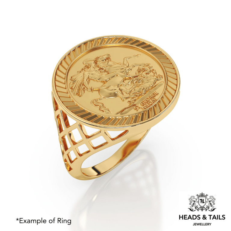 9ct Solid Gold Sovereign Ring- Half Sovereign - Mens and Womens